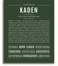 Kaden Personalized Name Meaning Art Prints – Name Stories
