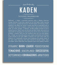 Kaden Personalized Name Meaning Art Prints – Name Stories