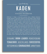 Kaden Personalized Name Meaning Art Prints – Name Stories