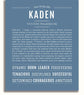 Kaden Personalized Name Meaning Art Prints – Name Stories