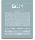 Kaden Personalized Name Meaning Art Prints – Name Stories