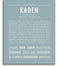 Kaden Personalized Name Meaning Art Prints – Name Stories