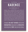 Kadence Personalized Name Meaning Art Prints – Name Stories