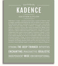 Kadence Personalized Name Meaning Art Prints – Name Stories
