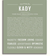 Kady Personalized Name Meaning Art Prints – Name Stories
