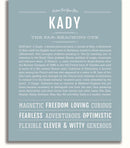 Kady Personalized Name Meaning Art Prints – Name Stories