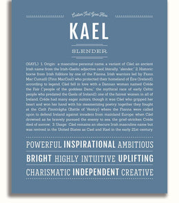 Kael Personalized Name Meaning Art Prints – Name Stories