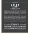 Kaela Personalized Name Meaning Art Prints – Name Stories