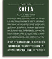 Kaela Personalized Name Meaning Art Prints – Name Stories