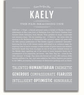 Kaely Personalized Name Meaning Art Prints – Name Stories