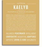 Kaelyb Personalized Name Meaning Art Prints – Name Stories