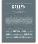 Kaelyn Personalized Name Meaning Art Prints – Name Stories