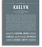 Kaelyn Personalized Name Meaning Art Prints – Name Stories