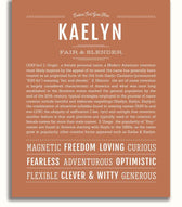 Kaelyn Personalized Name Meaning Art Prints – Name Stories