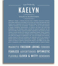Kaelyn Personalized Name Meaning Art Prints – Name Stories