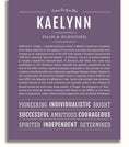 Kaelynn Personalized Name Meaning Art Prints – Name Stories