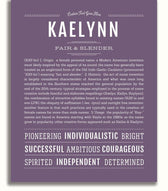 Kaelynn Personalized Name Meaning Art Prints – Name Stories
