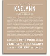Kaelynn Personalized Name Meaning Art Prints – Name Stories