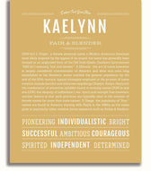 Kaelynn Personalized Name Meaning Art Prints – Name Stories