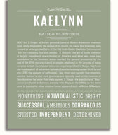 Kaelynn Personalized Name Meaning Art Prints – Name Stories