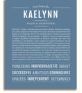 Kaelynn Personalized Name Meaning Art Prints – Name Stories