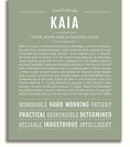 Kaia Personalized Name Meaning Art Prints – Name Stories