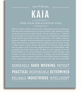 Kaia Personalized Name Meaning Art Prints – Name Stories
