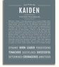 Kaiden Personalized Name Meaning Art Prints – Name Stories