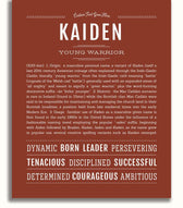 Kaiden Personalized Name Meaning Art Prints – Name Stories
