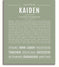Kaiden Personalized Name Meaning Art Prints – Name Stories