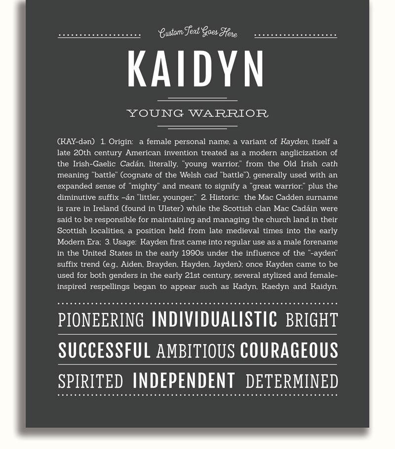Kaidyn (female) | Name Art Print – Name Stories