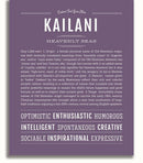 Kailani Personalized Name Meaning Art Prints – Name Stories