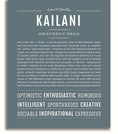 Kailani Personalized Name Meaning Art Prints – Name Stories