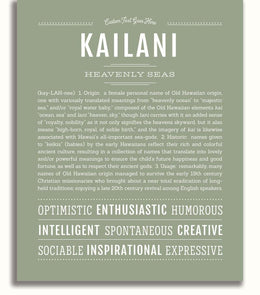 Kailani Personalized Name Meaning Art Prints – Name Stories