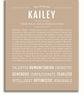 Kailey Personalized Name Meaning Art Prints – Name Stories