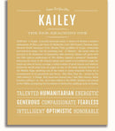Kailey Personalized Name Meaning Art Prints – Name Stories