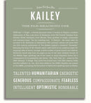 Kailey Personalized Name Meaning Art Prints – Name Stories