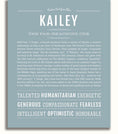 Kailey Personalized Name Meaning Art Prints – Name Stories