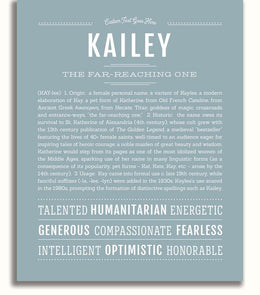 Kailey Personalized Name Meaning Art Prints – Name Stories