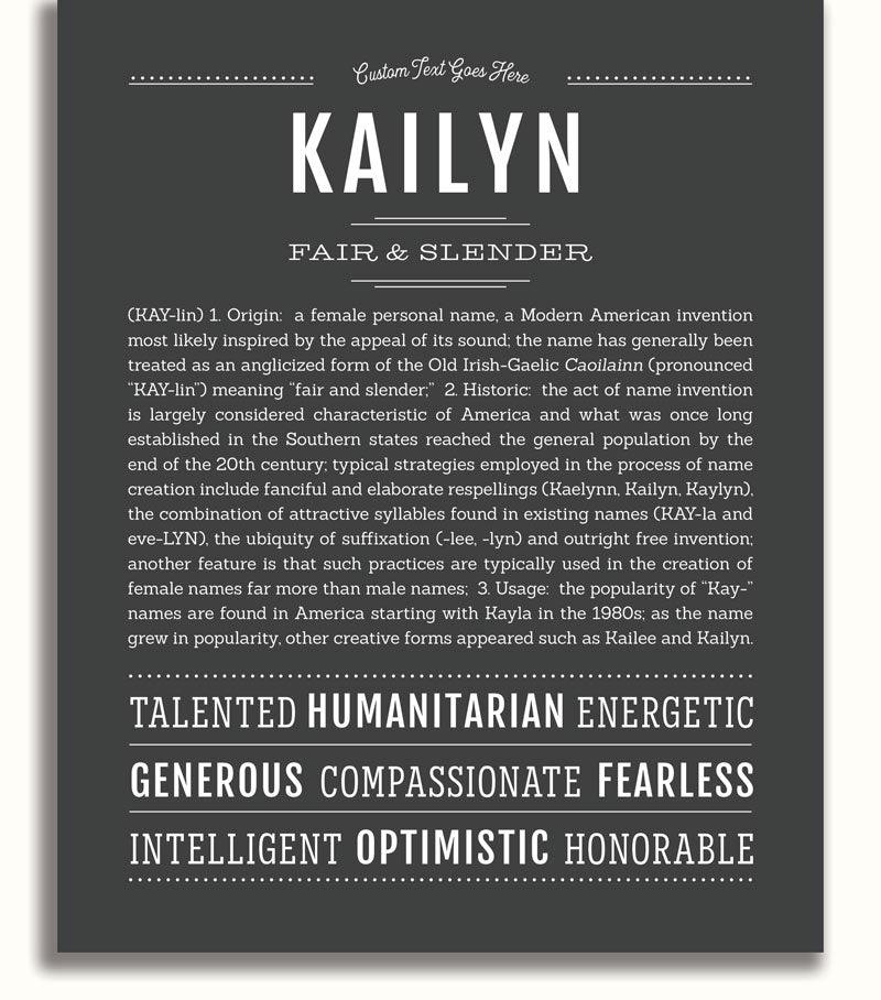 Kailyn Personalized Name Meaning Art Prints – Name Stories