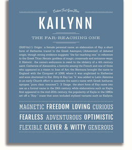 Kailynn Personalized Name Meaning Art Prints – Name Stories
