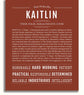 Kaitlin Personalized Name Meaning Art Prints – Name Stories
