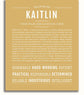 Kaitlin Personalized Name Meaning Art Prints – Name Stories