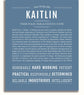 Kaitlin Personalized Name Meaning Art Prints – Name Stories