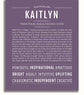 Kaitlyn Personalized Name Meaning Art Prints – Name Stories