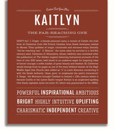 Kaitlyn Personalized Name Meaning Art Prints – Name Stories