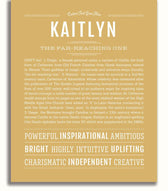 Kaitlyn Personalized Name Meaning Art Prints – Name Stories