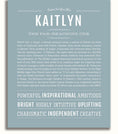 Kaitlyn Personalized Name Meaning Art Prints – Name Stories