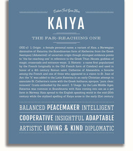 Kaiya Personalized Name Meaning Art Prints – Name Stories