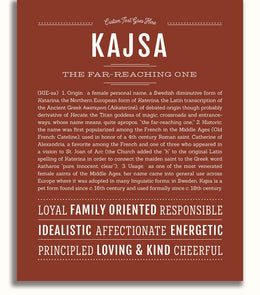 Kajsa Personalized Name Meaning Art Prints – Name Stories